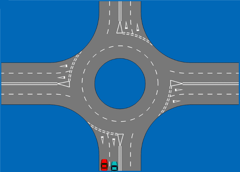 Transport Department - Conventional Roundabout (Going straight ahead)